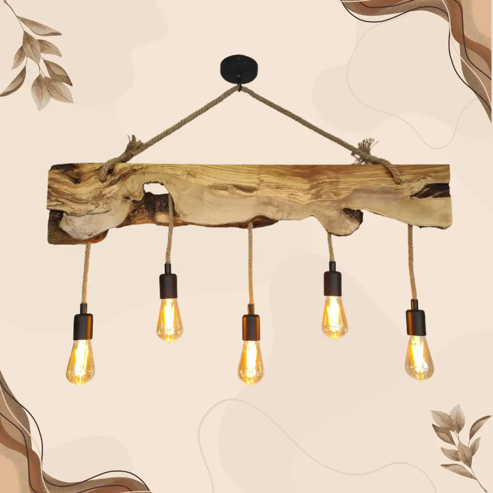 Live Edge Ceiling Lamp - Olive Wood Decor
